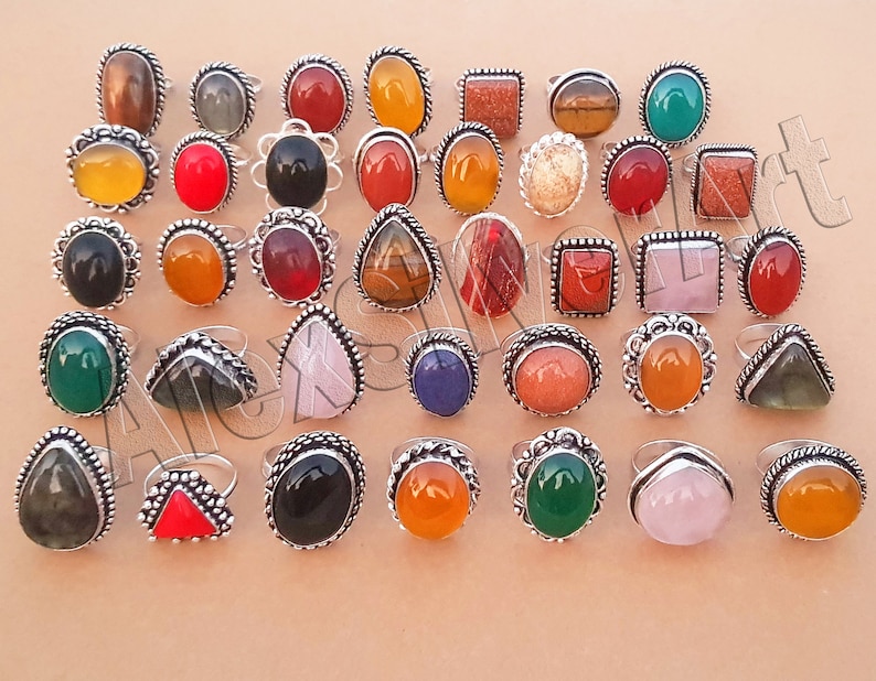 Rings for Women Natural Multi Color Crystal Handmade Rings Women ...