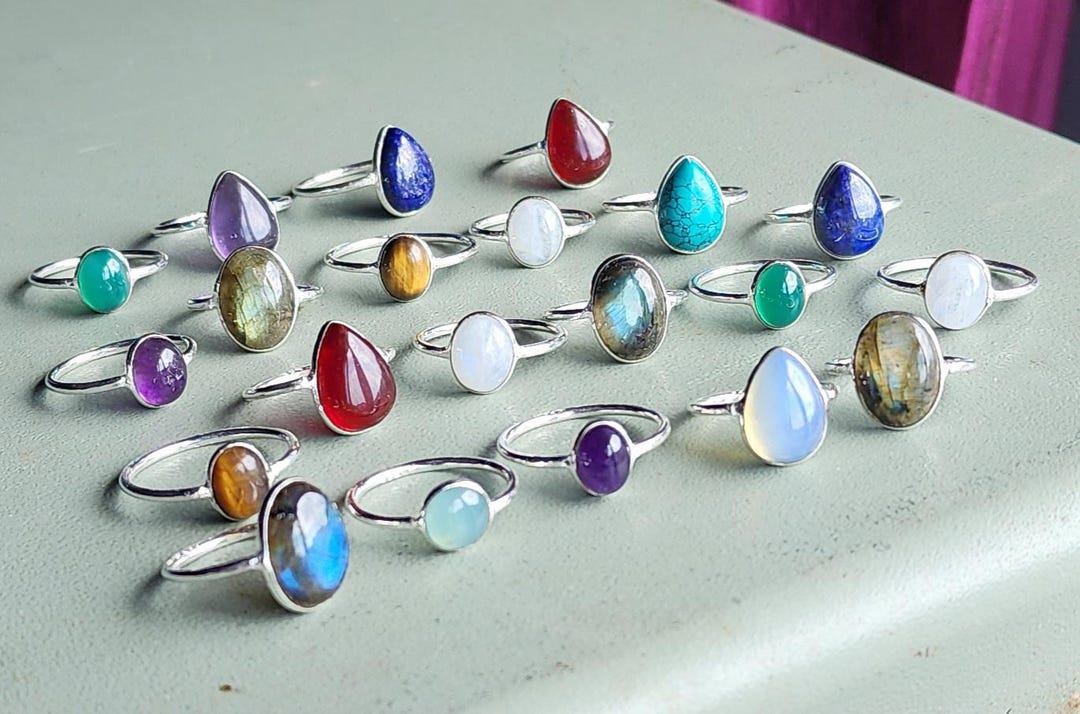 Natural Small Crystal Ring, Silver Overlay Ring, Natural Gemstone Ring ...