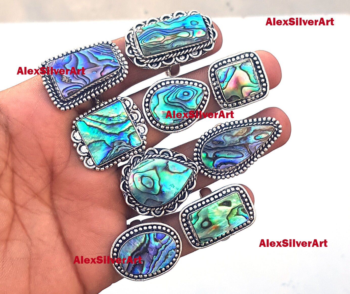 Abalone Shell Ring, Abalone Shell Gemstone Handmade Ring for Women ...