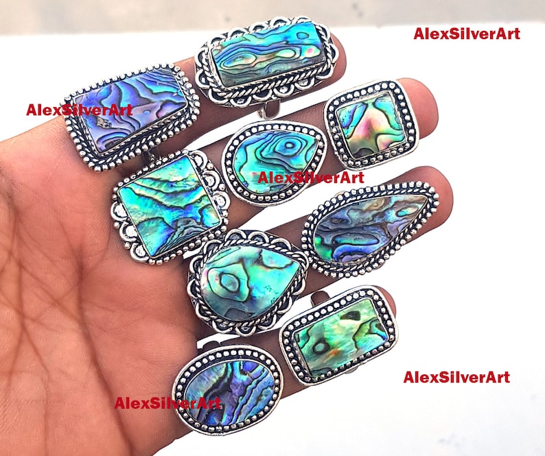 Abalone Shell Ring, Abalone Shell Gemstone Handmade Ring for Women ...