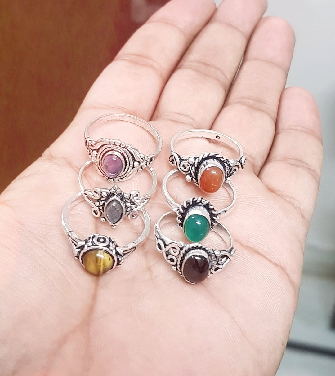 Wholesale Lot Assorted Gemstone Ring, Assorted Crystal Handmade Ring ...