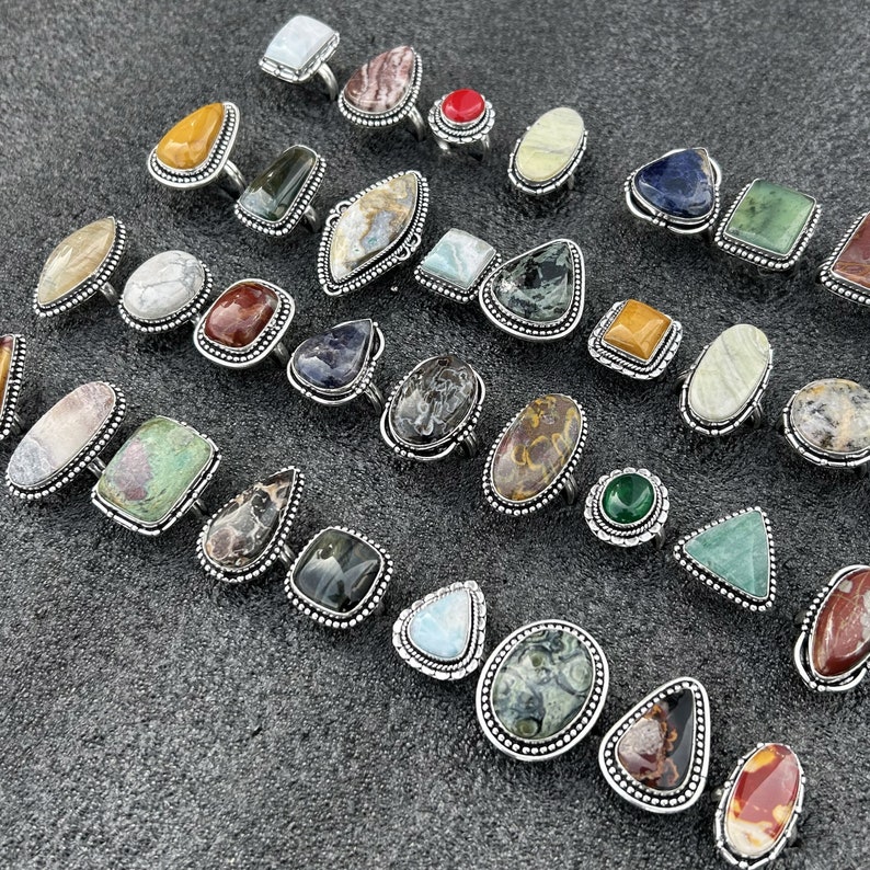 Rings for Women Natural Multi Color Crystal Handmade Rings Women ...