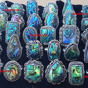Abalone Shell Ring, Abalone Shell Gemstone Handmade Ring for Women ...