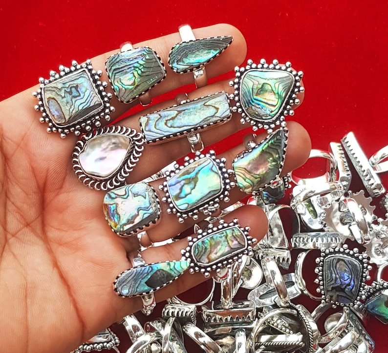 Abalone Shell Ring, Abalone Shell Gemstone Handmade Ring for Women ...