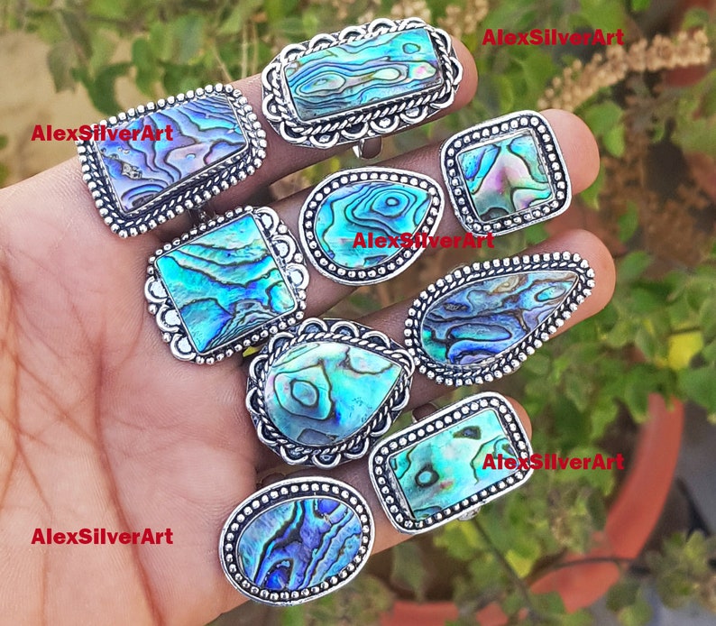 Abalone Shell Ring, Abalone Shell Gemstone Handmade Ring for Women ...