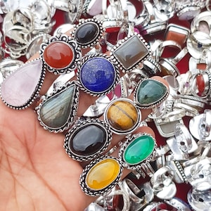 Assorted Gemstone Rings Jewelry, Assorted Crystal Handmade Ring for ...