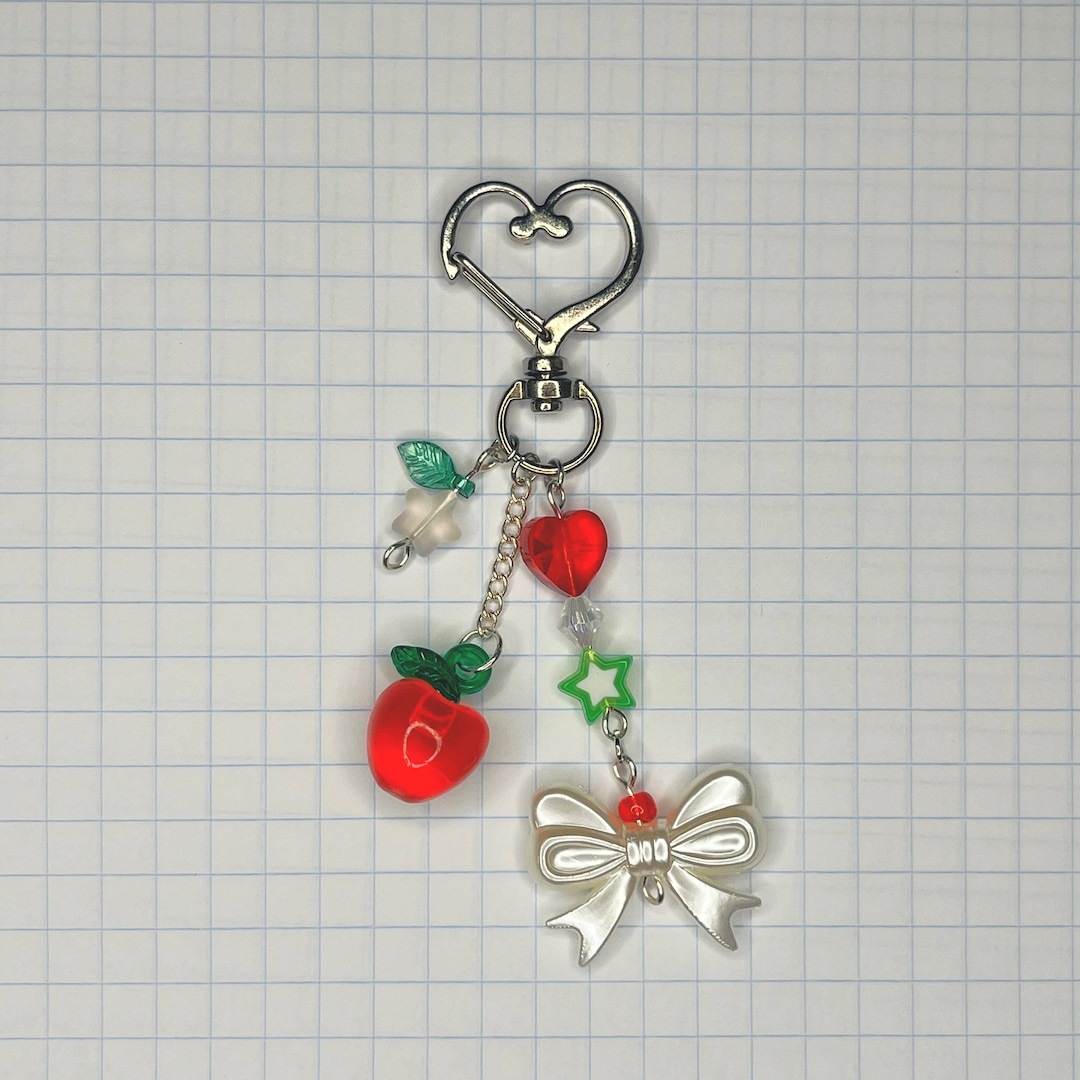 Apple Keychain Fruit Keychain Red Apple Keychain - Etsy