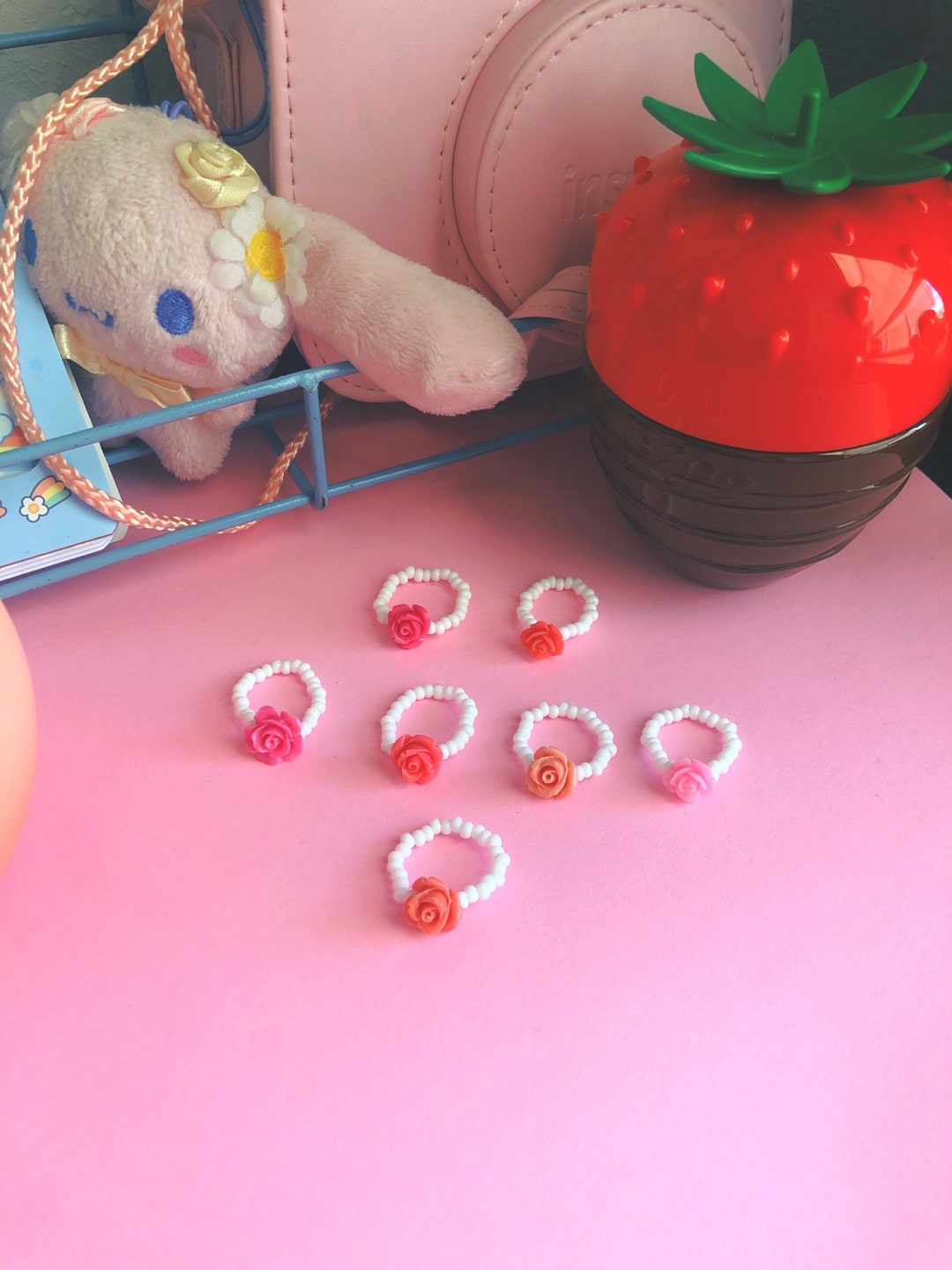 Rose Ring Rose Seed Bead Rose Bead Floral Jewelry - Etsy