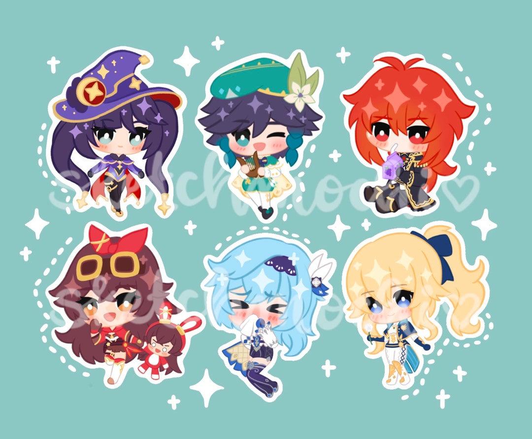 Genshin Impact Mondstadt Stickers / Diluc Jean Eula Mona Venti Amber ...