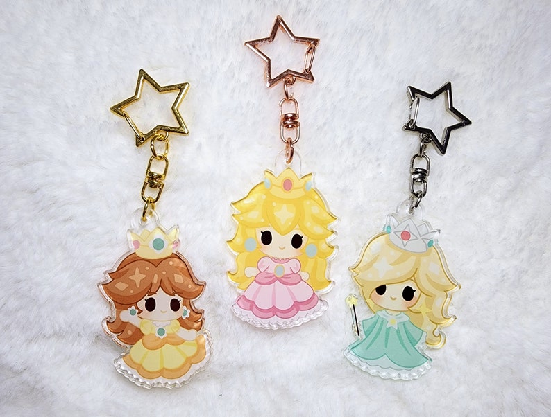 Princess Peach Daisy Rosalina Keychain / Video Game Acrylic Charm ...