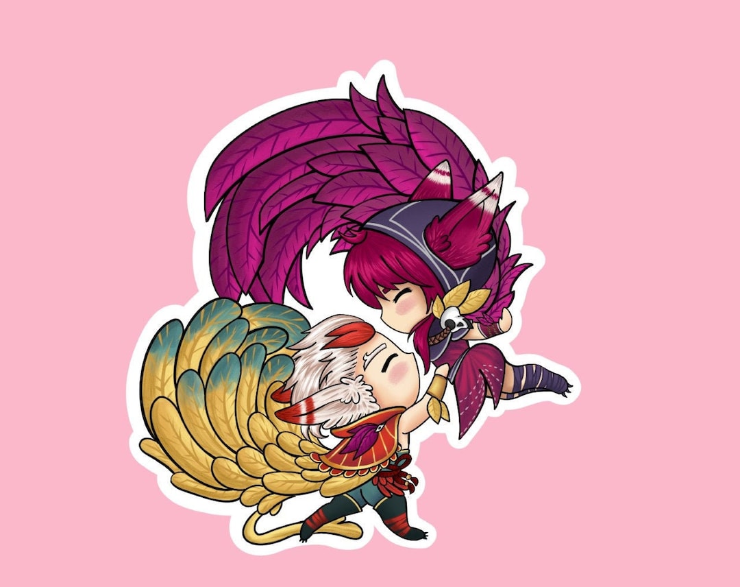 Xayah and Rakan Chibi Sticker: League of Legends Glossy Vinyl - Etsy