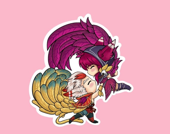 Xayah and Rakan Chibi Sticker / League of Legends Vinyl | Etsy