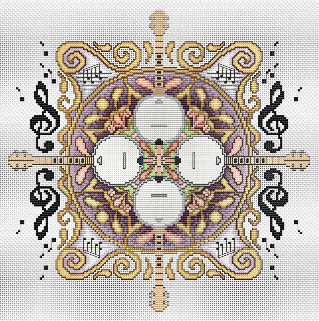 Banjo Mandala PDF Instant Download Cross Stitch Chart - Etsy