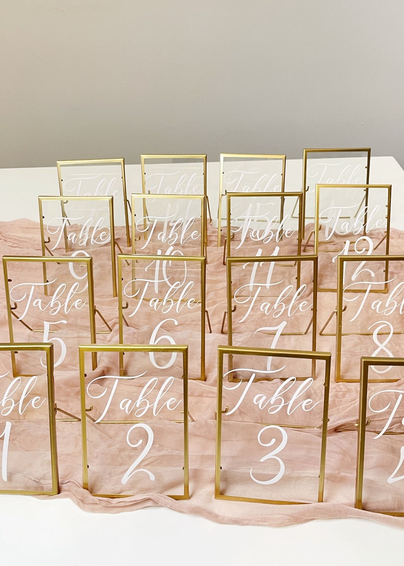 Gold Metal Table Number Frame Vinyl Table Number Wedding - Etsy