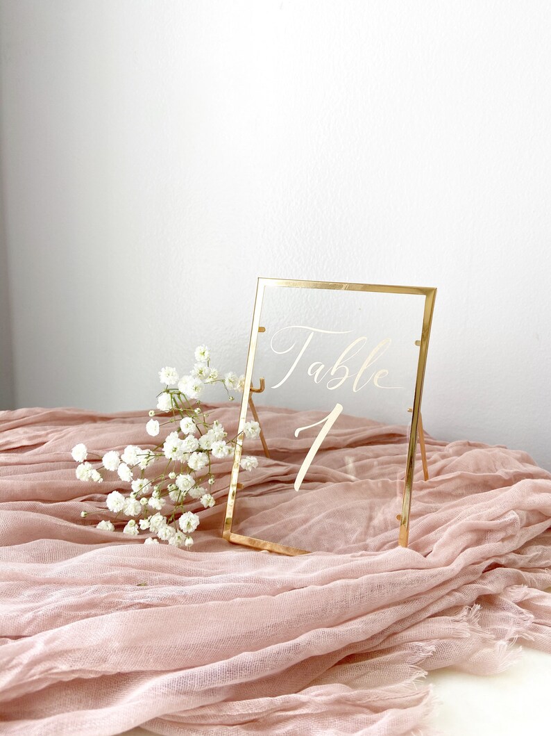 Gold Metal Table Number Frame Vinyl Table Number Wedding - Etsy