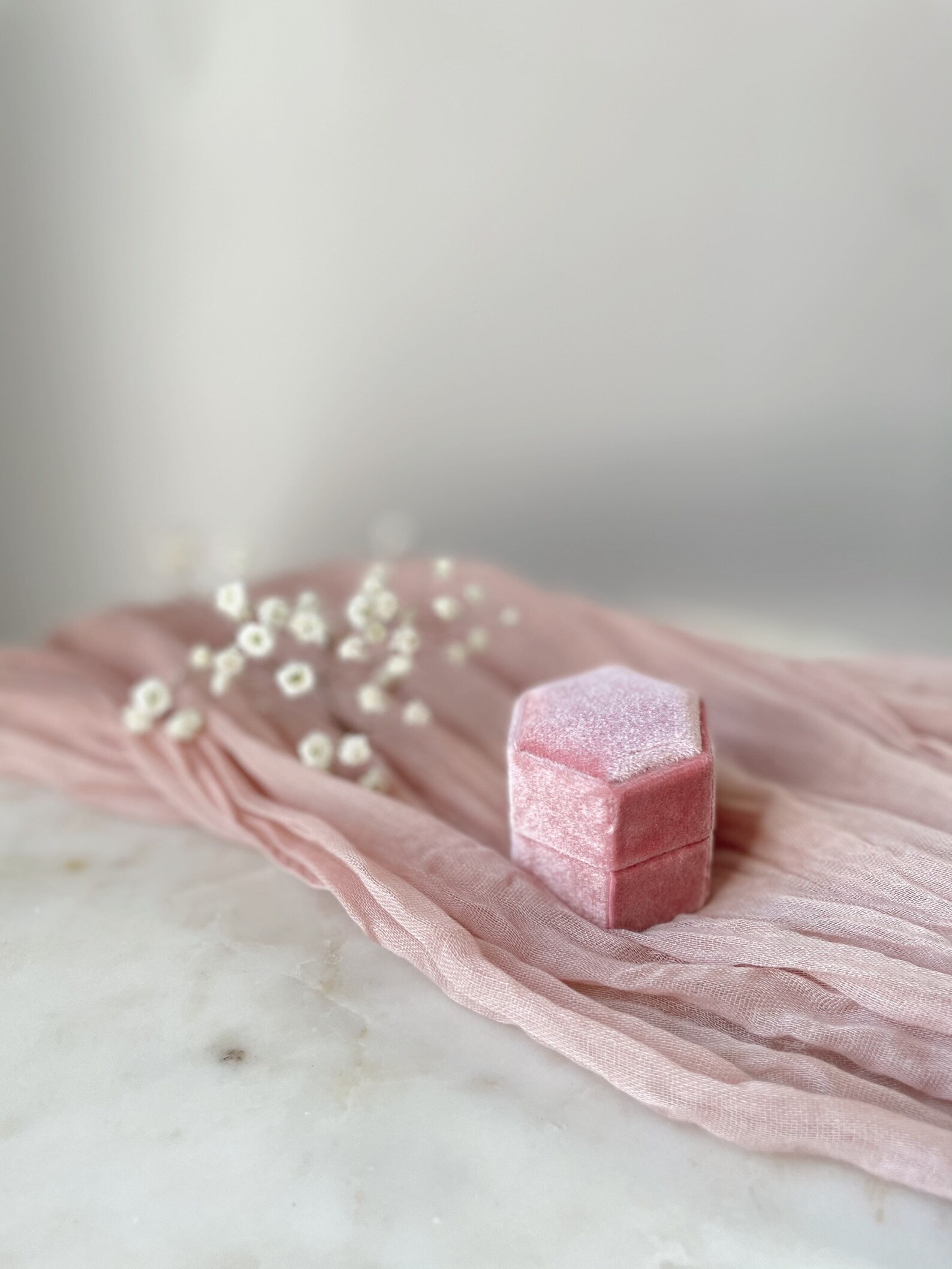 Mauve Pink Velvet Ring Box // Hexagon Modern Ring Box Pearl - Etsy