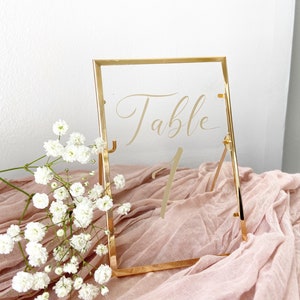 Gold Metal Table Number Frame Vinyl Table Number Wedding - Etsy