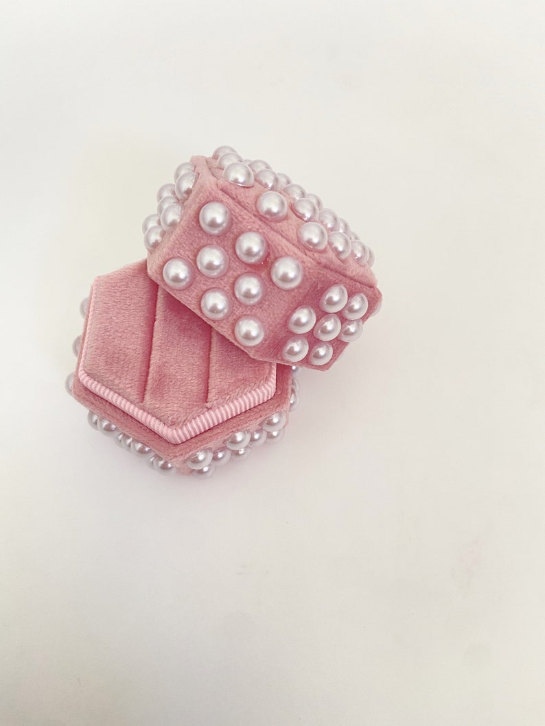 Hexagon Modern Pearl Ring Box Pearl Proposal Box Blush - Etsy