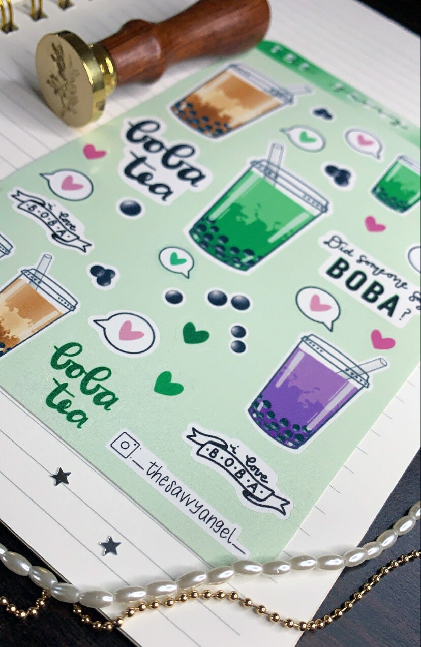 Boba Tea Sticker Sheet Planner & Bullet Journal Stickers - Etsy