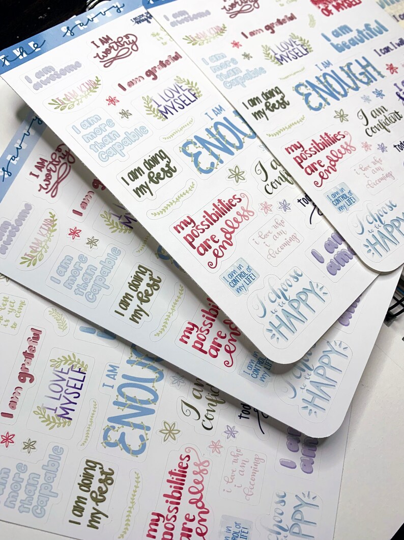 Positive Affirmations Sticker Sheet Planner & Bullet Journal - Etsy