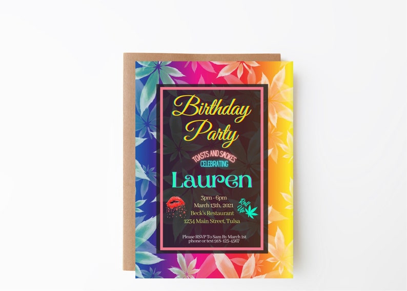Cannabis Birthday Stoner Girl Invite - Etsy