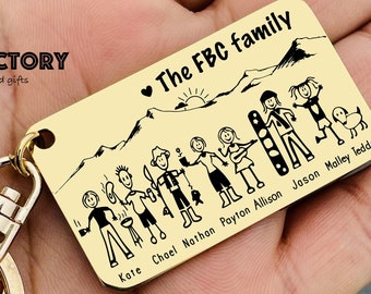 Stick Figure Family Keychain - Etsy