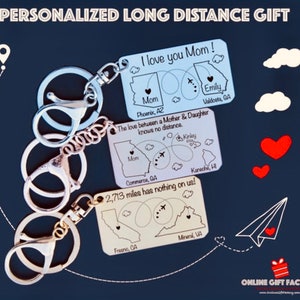 Long Distance Relationship Gift,ldr Keychain, Custom 2 State Keychain ...