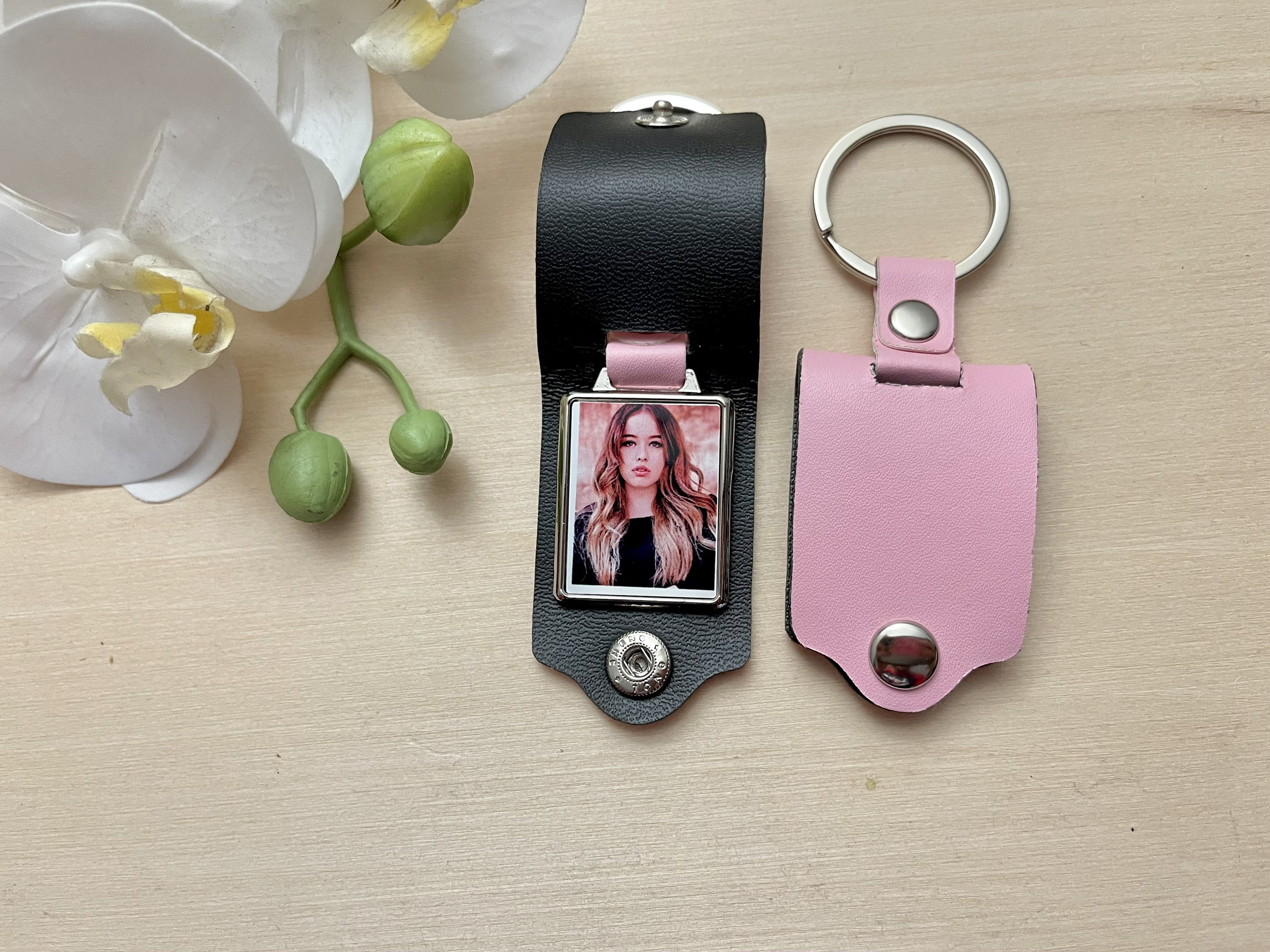 Personalized Leather Photo Keychain photo Keychain for | Etsy