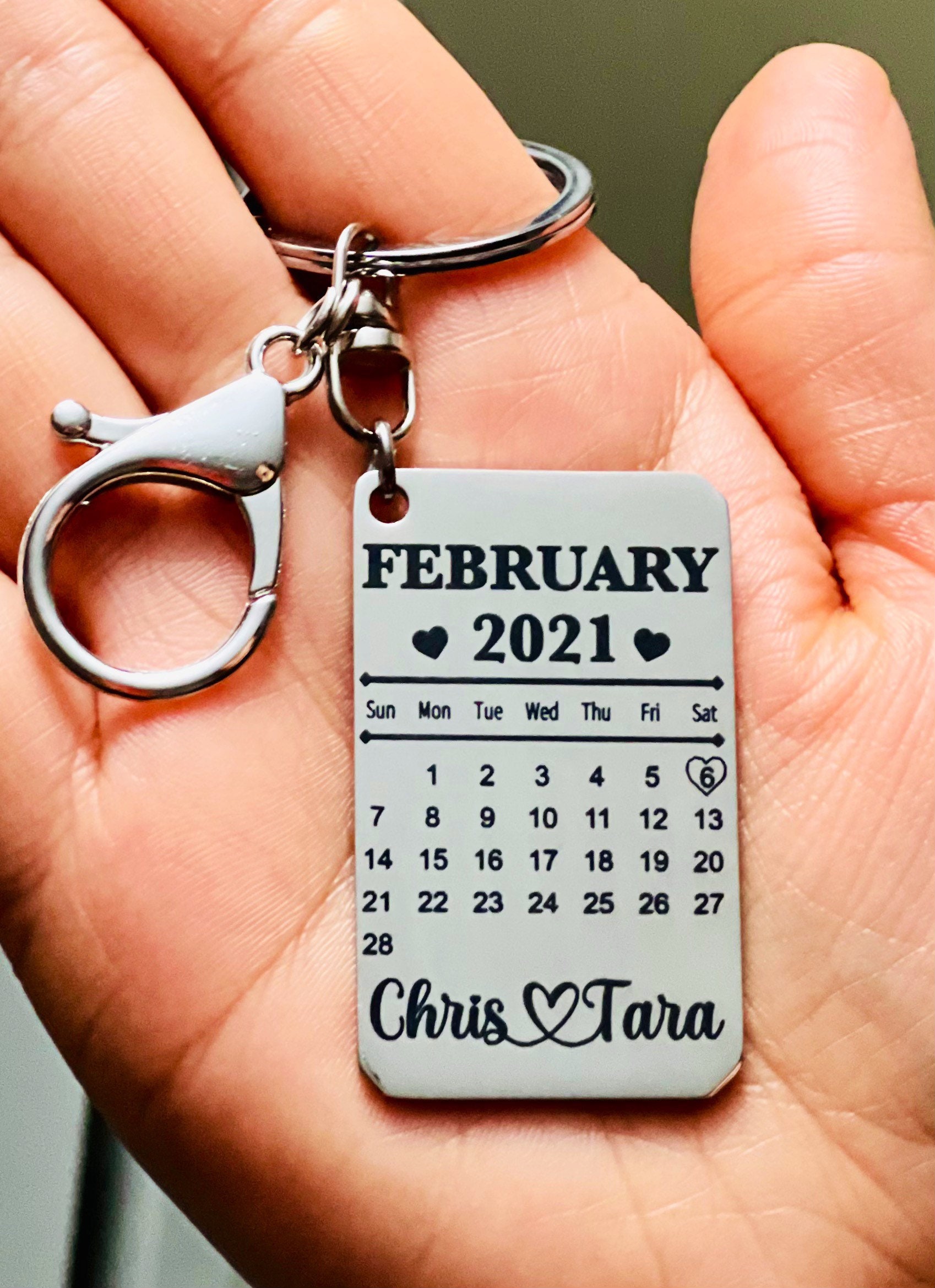 Personalized Calendar Keychain Coordinates Keychain - Etsy