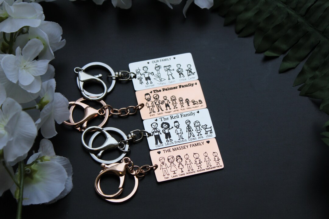 Family Gift, Stick Figure Family Key Chain Gift for Family ...