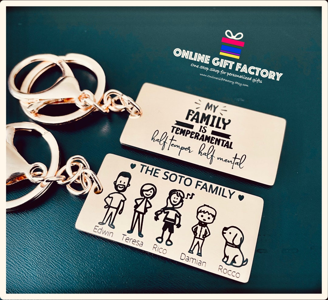 Custom Family Keychain, Family Gift, Stick Figure Family, Personalized ...