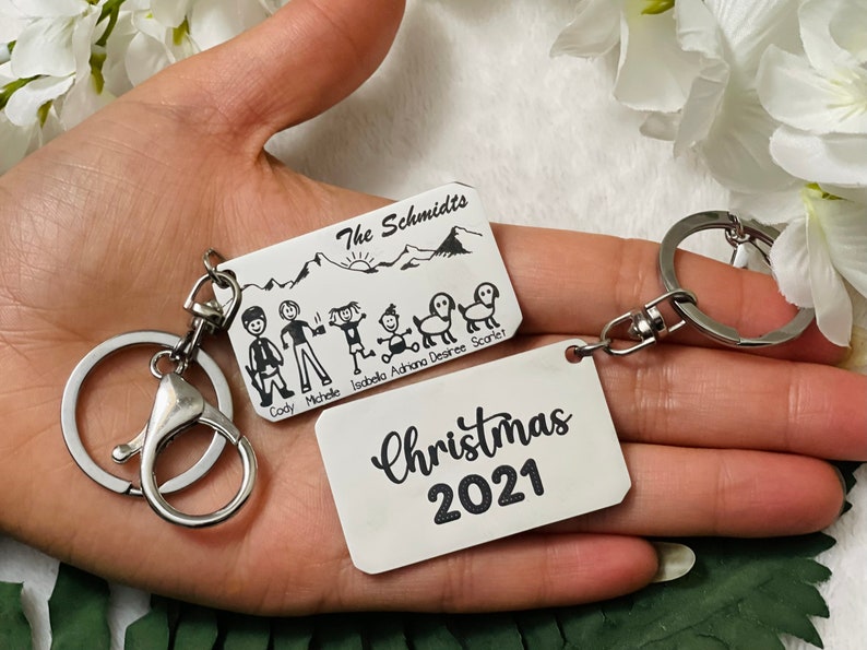 Family Gift, Stick Figure Family Key Chain Gift for Family ...