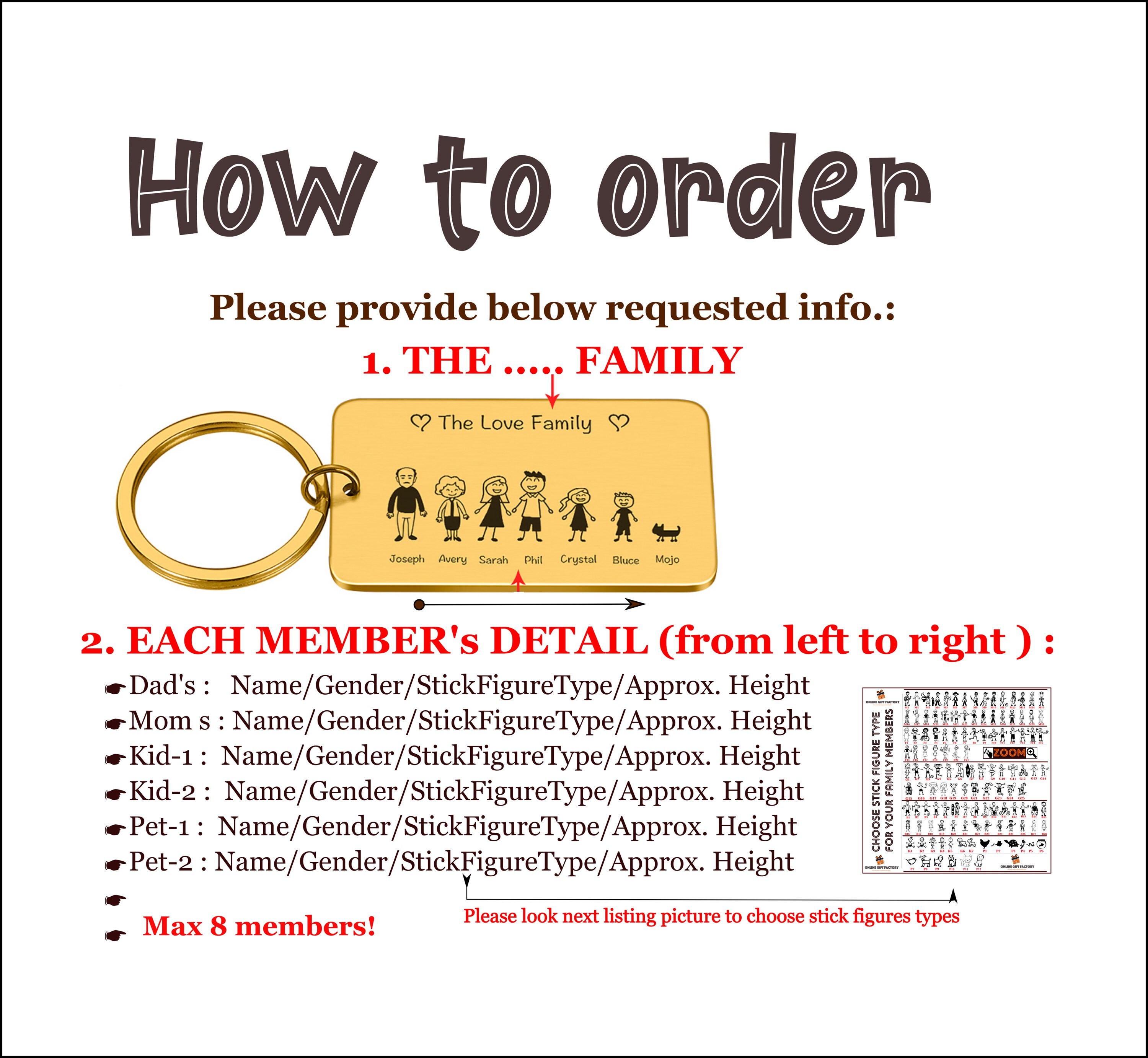 Family Gift Stick Figure Family Key Chain Gift for Family | Etsy