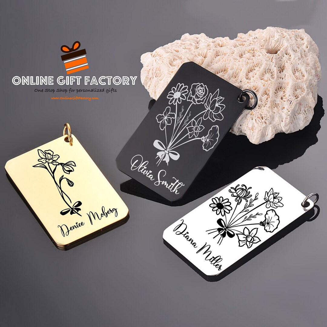 Personalized Birth Flower Keychain Birth Month Flower Keychain ...