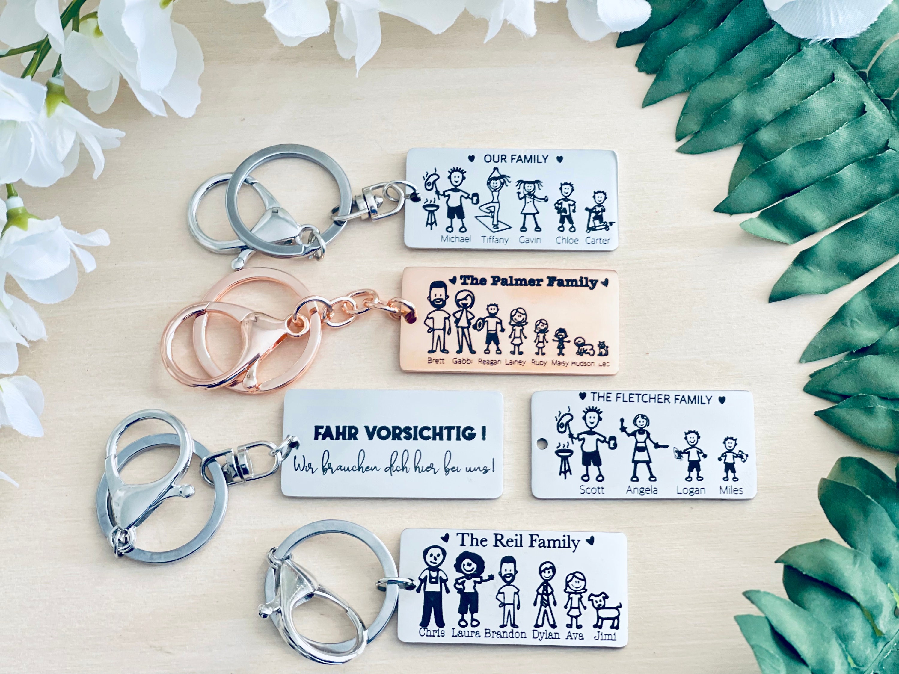 Family Gift Stick Figure Family Key Chain Gift for Family | Etsy