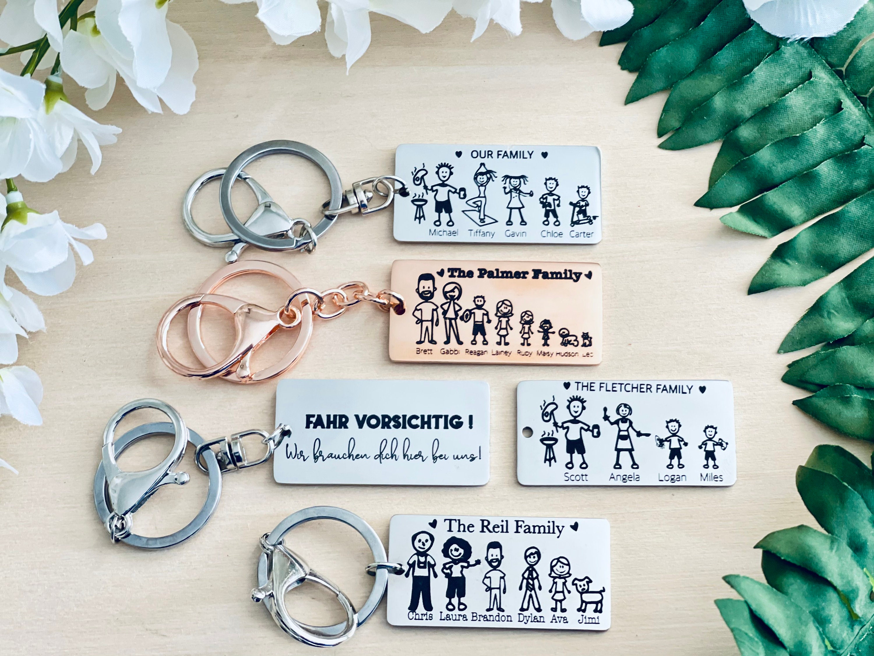 Family Gift Stick Figure Family Key Chain Gift for Family - Etsy