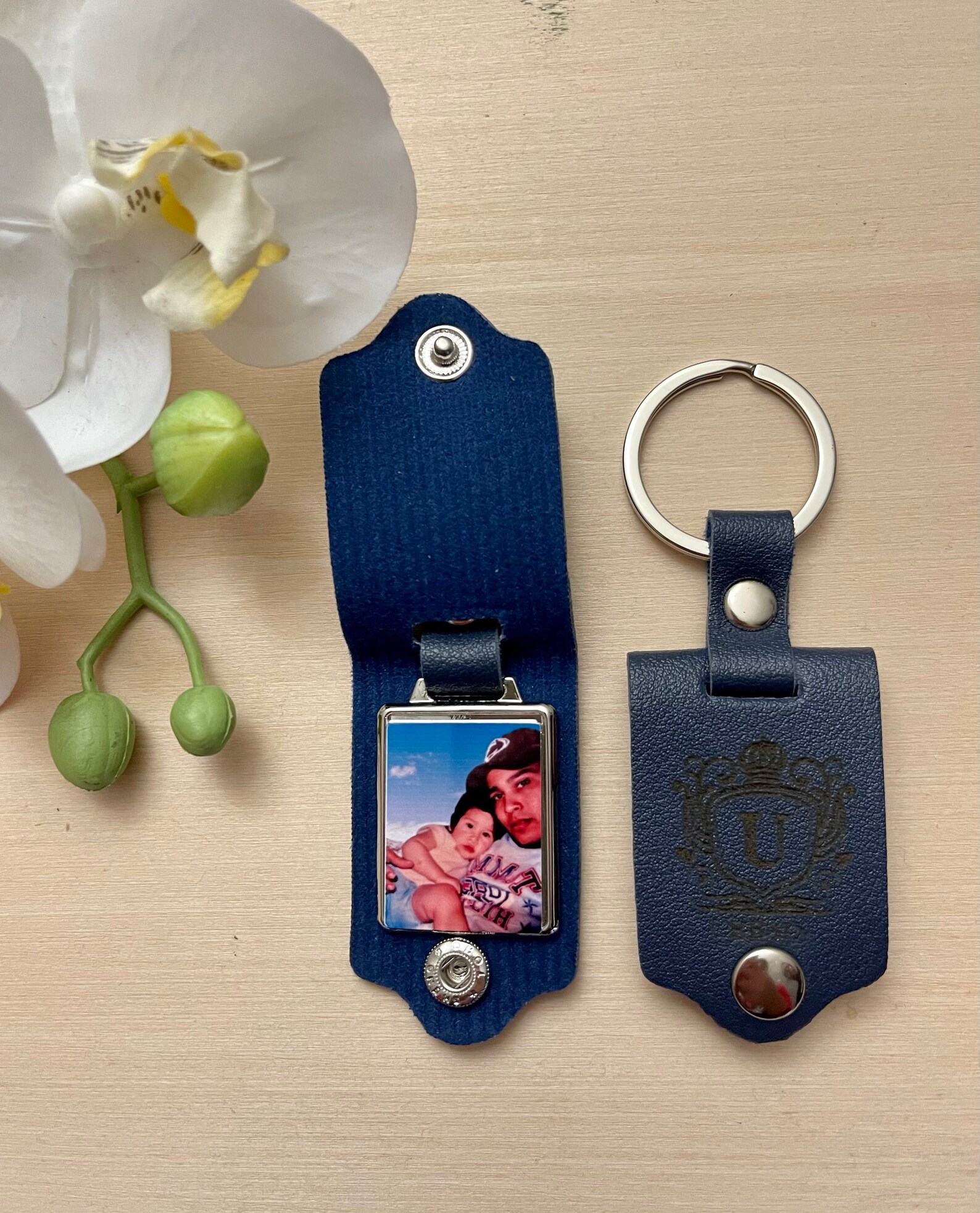 Leather Photo Keychain personalized Photo Keychain photo | Etsy