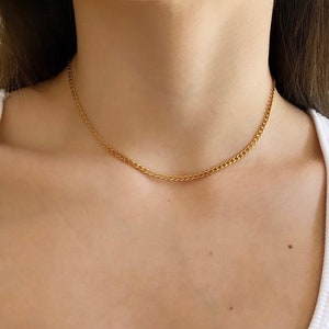 Simple Chain Necklace Gold, Layering Necklace, Curb Chain, Chain ...
