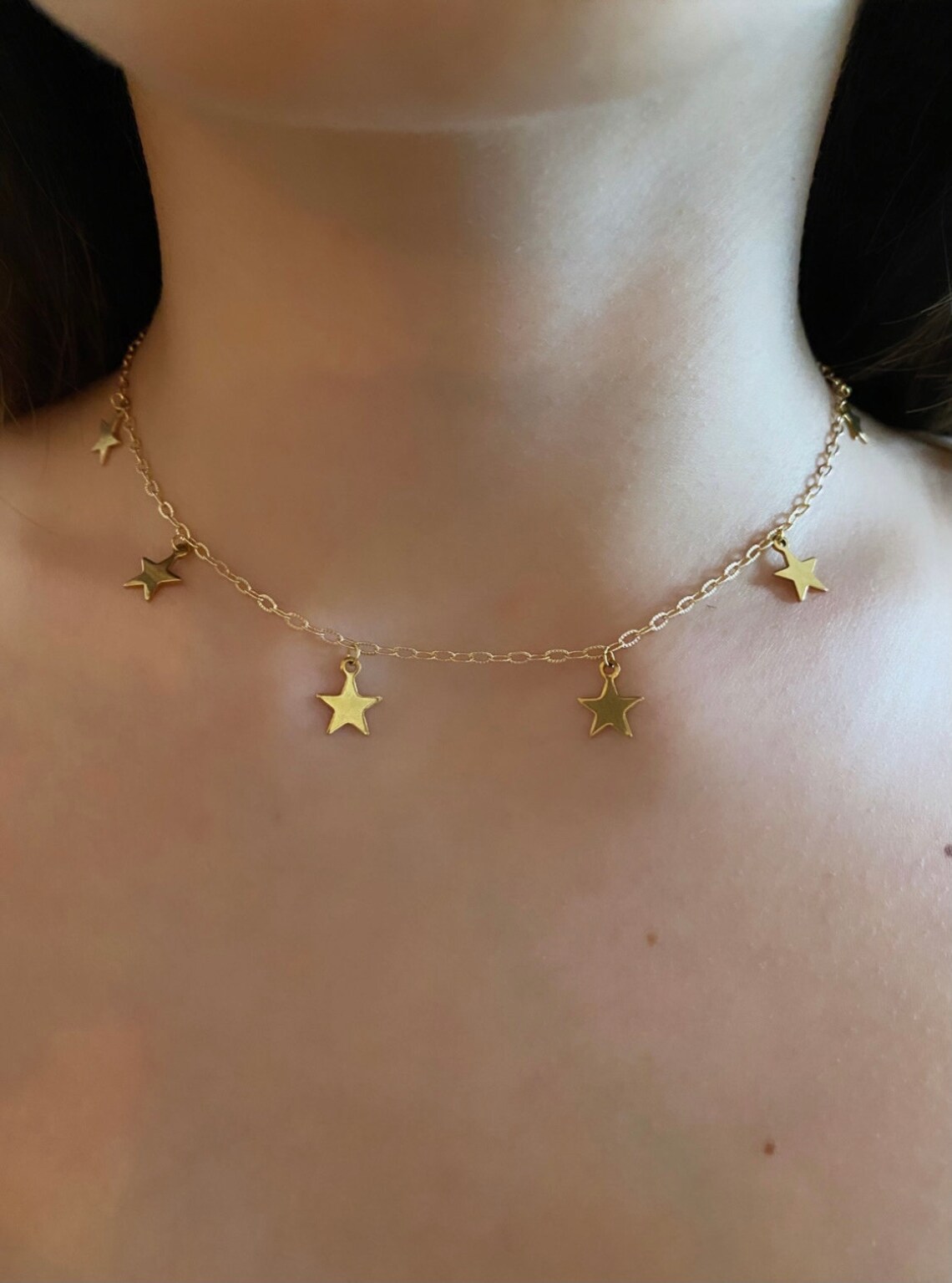 Star Choker Necklace Gold Star Necklace Dainty Choker - Etsy