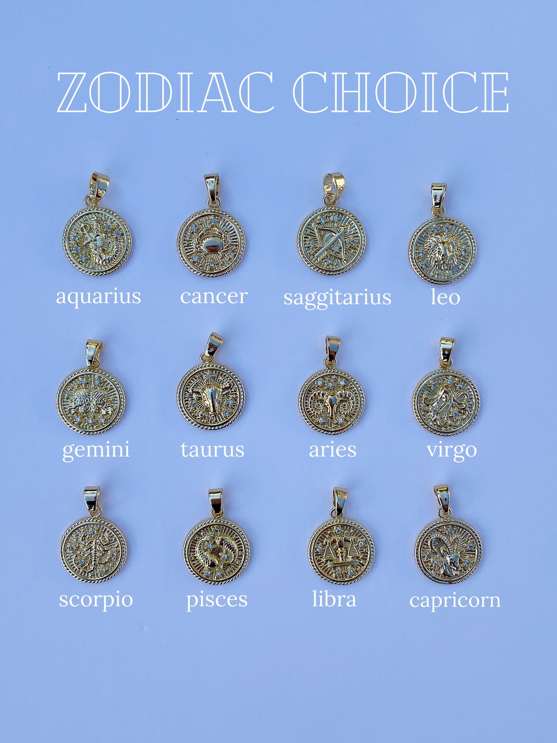 Zodiac Coin Necklace Zodiac Sign Jewelry Zodiac Jewelry - Etsy