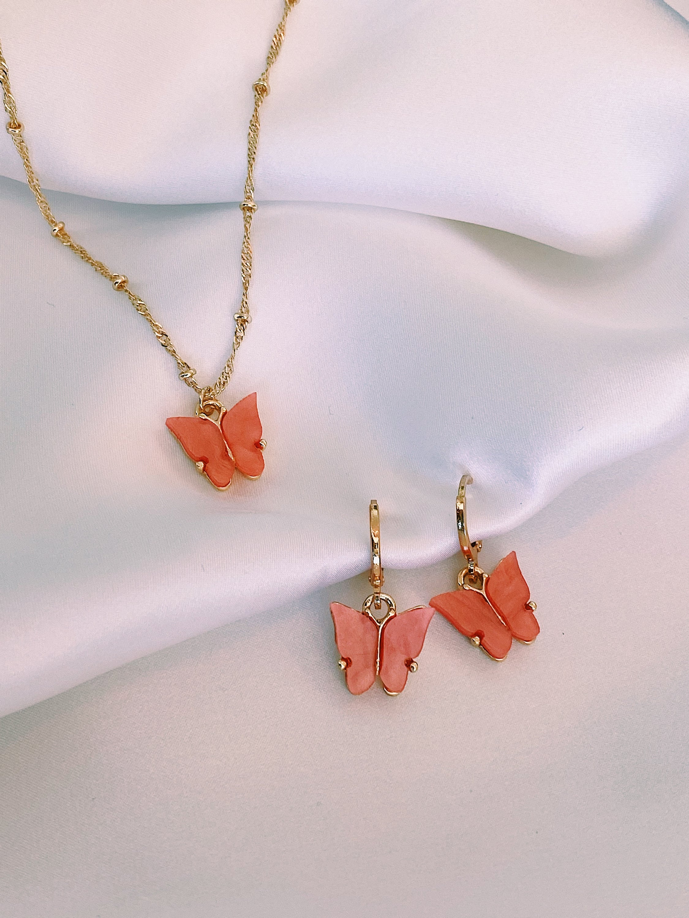 Butterfly Earring and Necklace Set | Butterfly Jewelry Set | Blue Pink ...