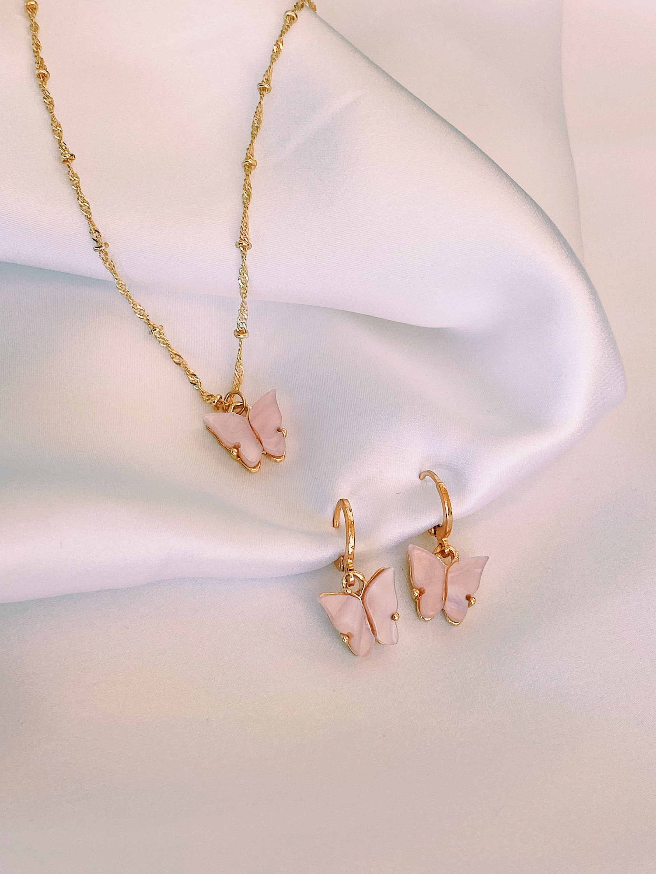 Butterfly Earring and Necklace Set | Butterfly Jewelry Set | Blue Pink ...