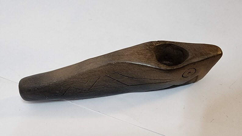 Carved Effigy Pipe From Soapstone (modern Crafted Reproduction) 5.5x1 ...