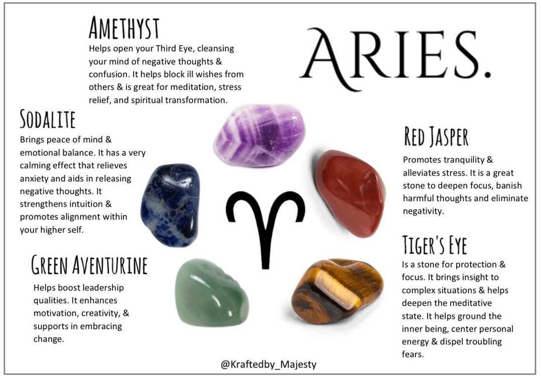 5pc ARIES Tumble Stone Set Sodalite, Red Jasper, Amethyst, Green ...