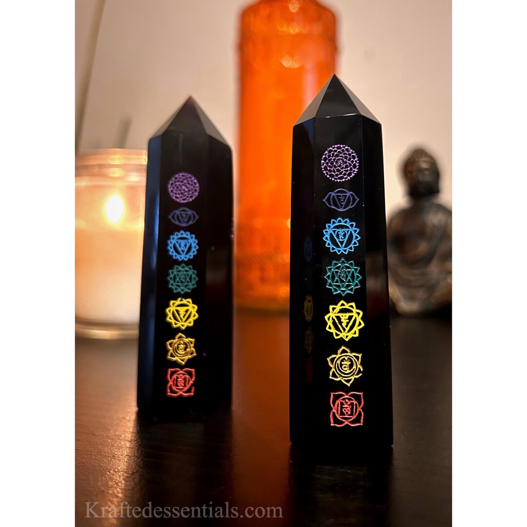 1pc Chakra/obsidian Crystal Point - Healing Crystals, Crystal Decor ...