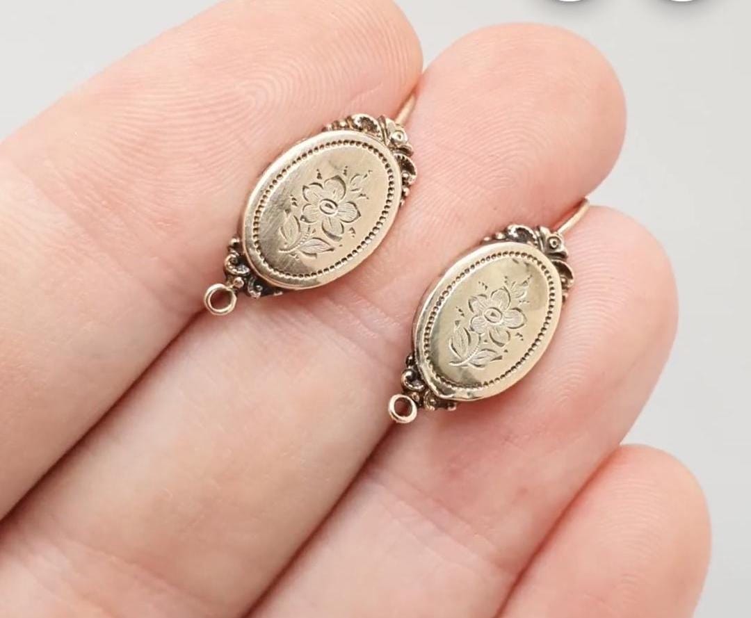 Antique Victorian Gold Hook Earrings: Etruscan Revival Flower Design - Etsy