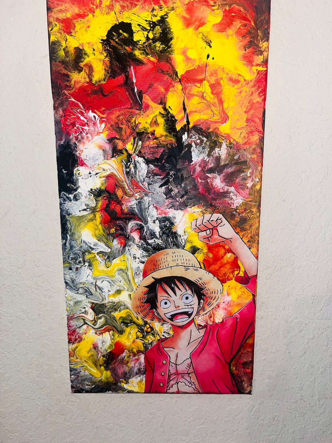 FREE SHIPPING! 10x20 One Monkey D Luffy Painting Decoupauge Mixed Media ...