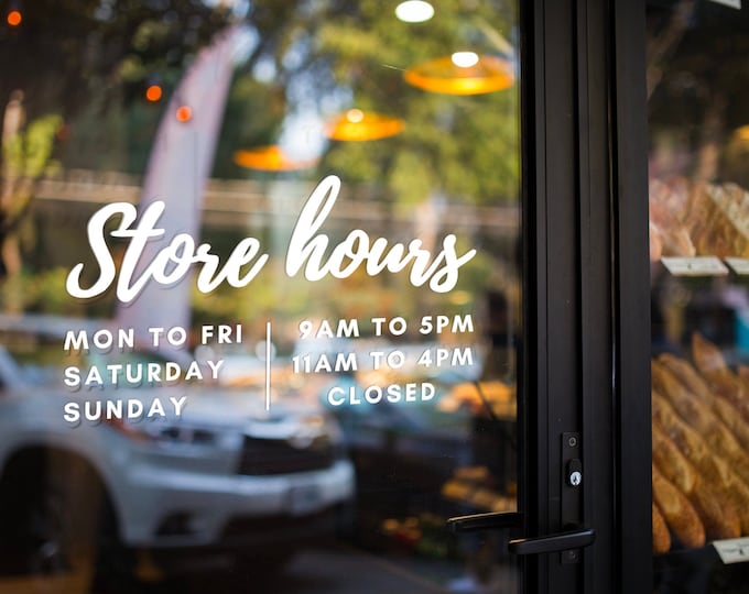 Hours Decal Vinyl Cut, Store Window Sign, Trading Hours, Opening Hours ...