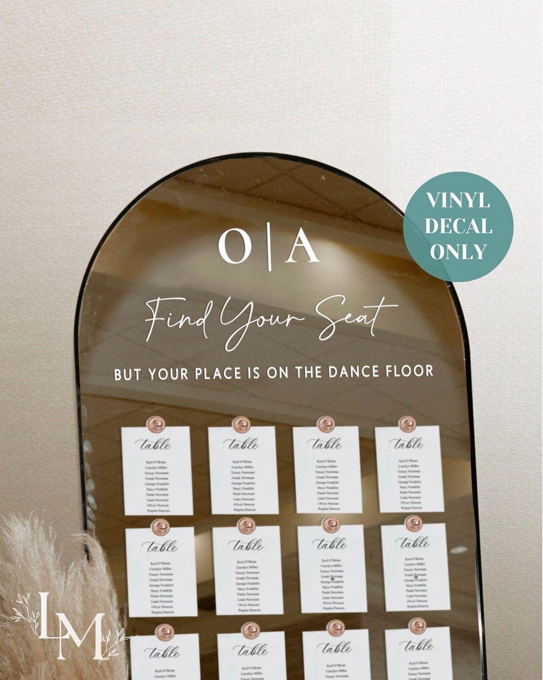 Mirror Seating Chart Header Decal Find Your Seat Wedding Sign Decal ...