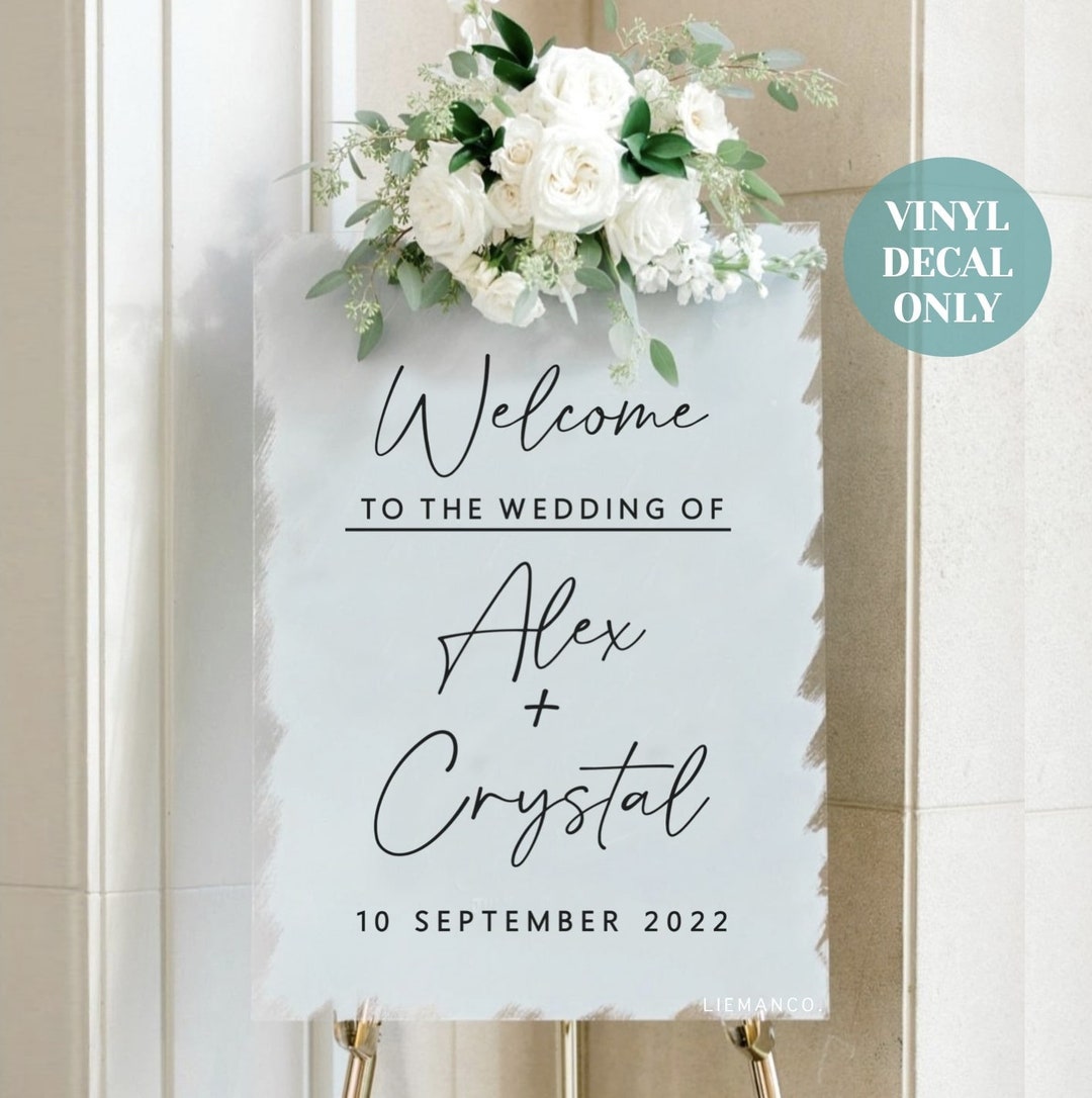 Custom Wedding Sign Vinyl Decal Large Welcome Decal for Engagement ...